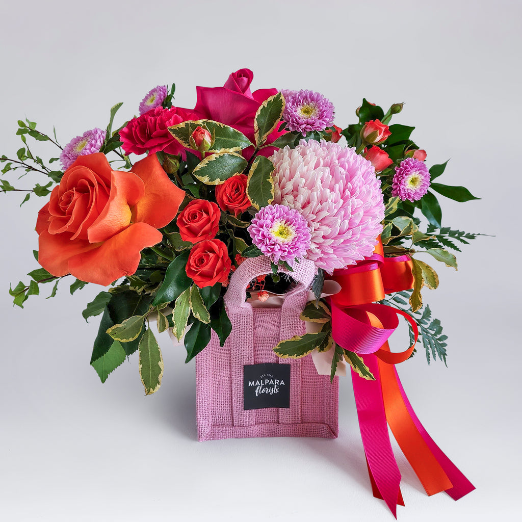 Spring Hessian Bag Arrangement – Malpara Florist